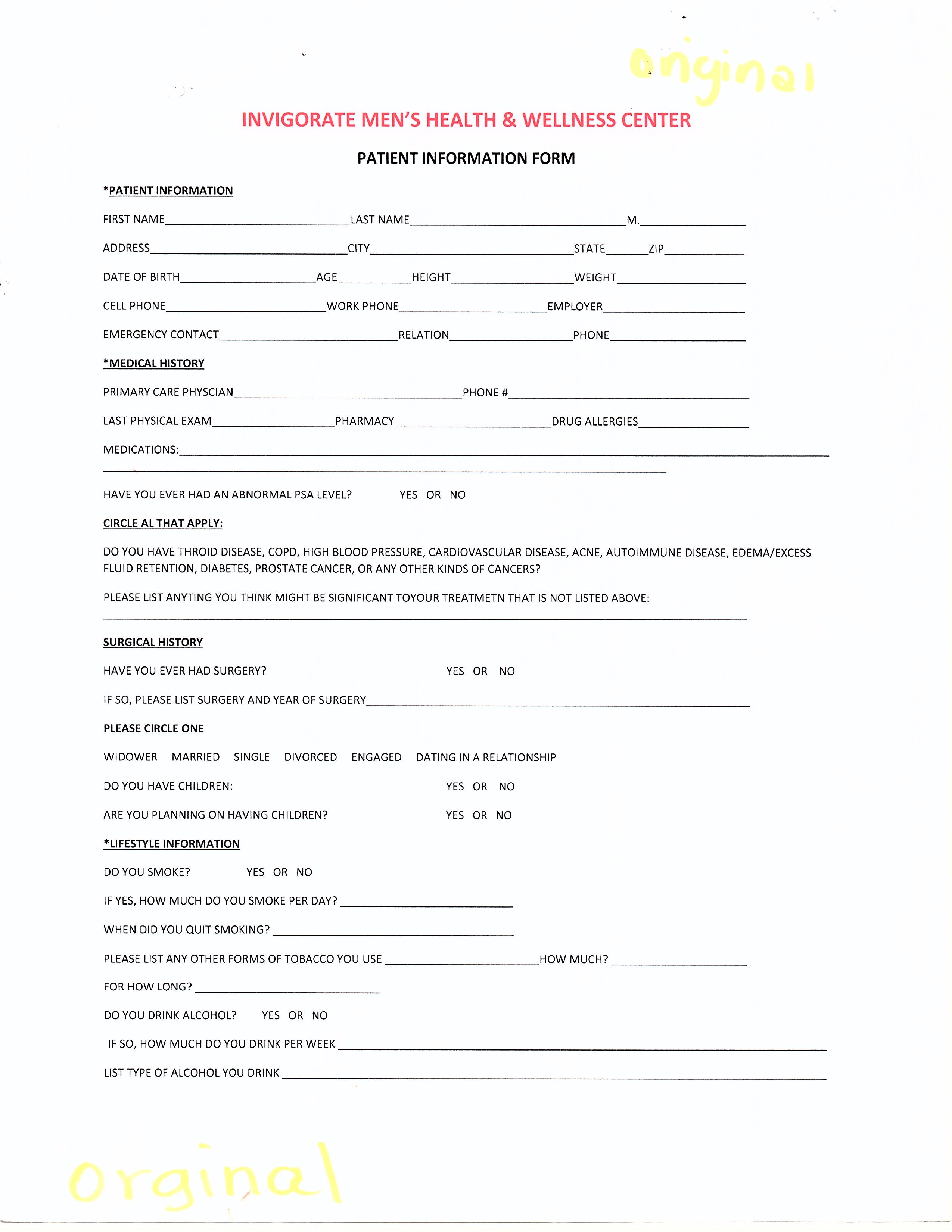 Patient Information Form